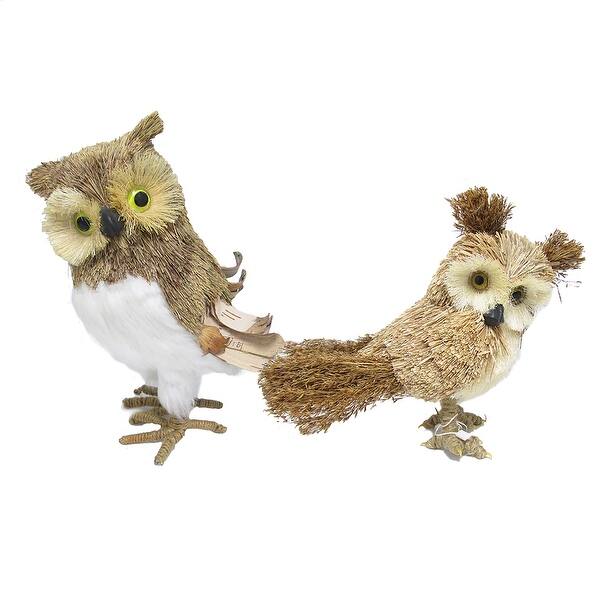 Sisal Wood Owl Decorative Figurine 10in - 10" H x 6" W x 5" DP - Bed ...