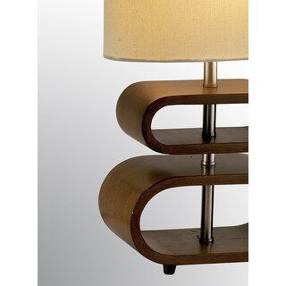 Walnut Wood Finish Stacked Bentwood Ovals with Natural Fabric Oval ...