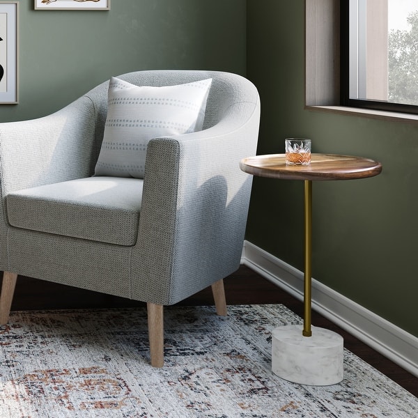 WYNDENHALL Straton SOLID ACACIA WOOD 15 inch Wide Round Modern Side ...