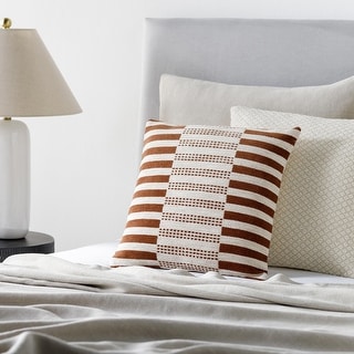 Ives Burnt Orange Stripe Cotton 18-inch Throw Pillow - Bed Bath ...