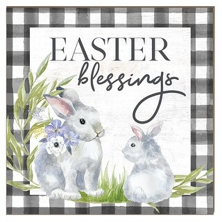 10" White and Green Buffalo Check "Easter Blessing" Wooden Sign - Bed ...