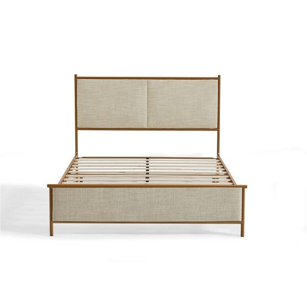 Platform Metal Bed Frame Steamed Bread Shaped Sponge Soft Bag Headboard ...