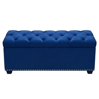 Velvet Upholstered Button Tufted Trunk With Lift Top Storage And Nail ...