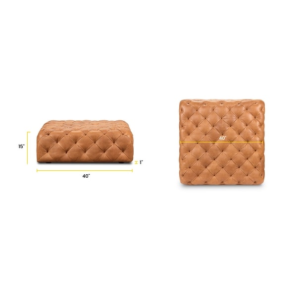 Poly & Bark Turin Leather Ottoman - Bed Bath & Beyond - 36026449