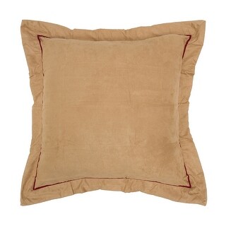 26" x 26" Tan Faux Suede/Red Euro Sham - Bed Bath & Beyond - 35680643