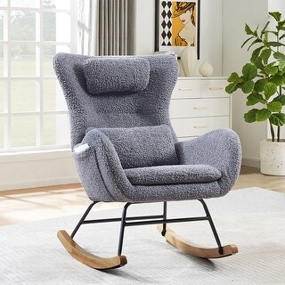 Grey Nursery Rocking Chair with High Backrest for Ultimate Comfort ...
