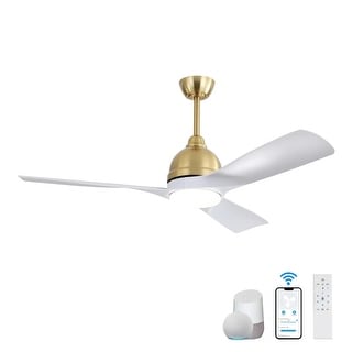 54 Inch Modern ABS Ceiling Fan With 6 Speed Remote Control Dimmable ...