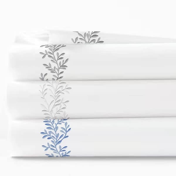 Home Sweet Home Collection 600TC Cotton Floral Vine Embroidery Sheet ...
