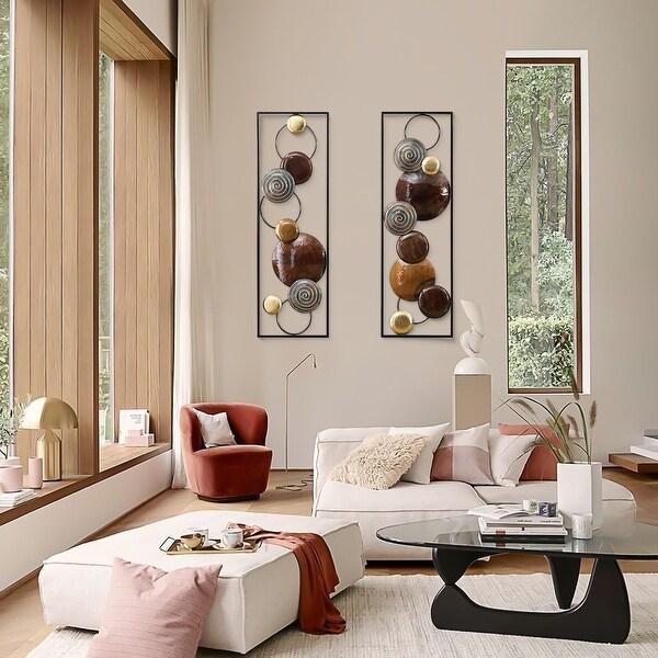 LuxenHome 2 Piece Abstract Metal Wall Decor Rectangular Panels