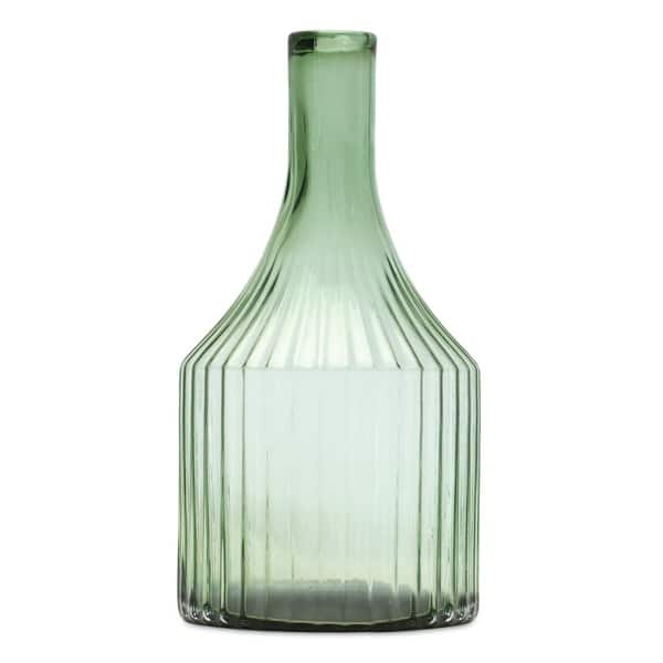 10.75" Ribbed and Bottleneck Glass Vase - Bed Bath & Beyond - 37457058
