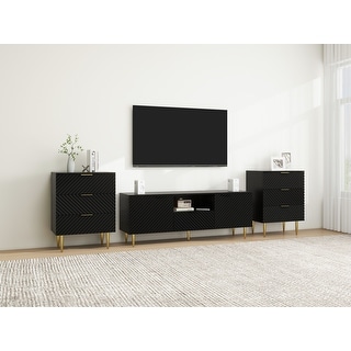 TV Stand with Solid Ion Feet, TV Console Table for Living Room, Bedroom ...