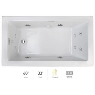 Jacuzzi Elara Low Profile 60" x 32" Acrylic Whirlpool Bathtub for - Bed ...