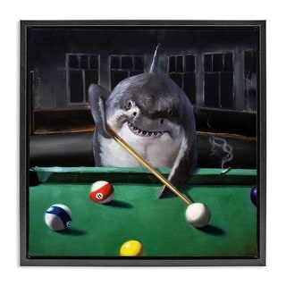Stupell Pool Shark Animal Pun Framed Floater Canvas Wall Art Design by ...