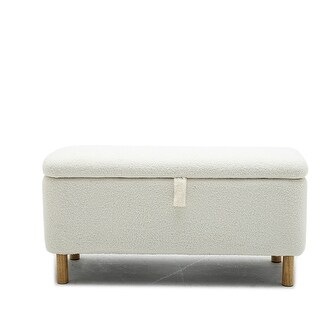 Boucle Upholstered Foot Stool Storage Bench / Entryway Benchs - Bed ...