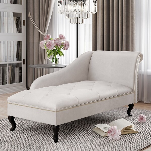 BELLEZE Memphis Tufted Velvet Chaise Lounge with Storage On Sale Bed Bath Beyond 39512400