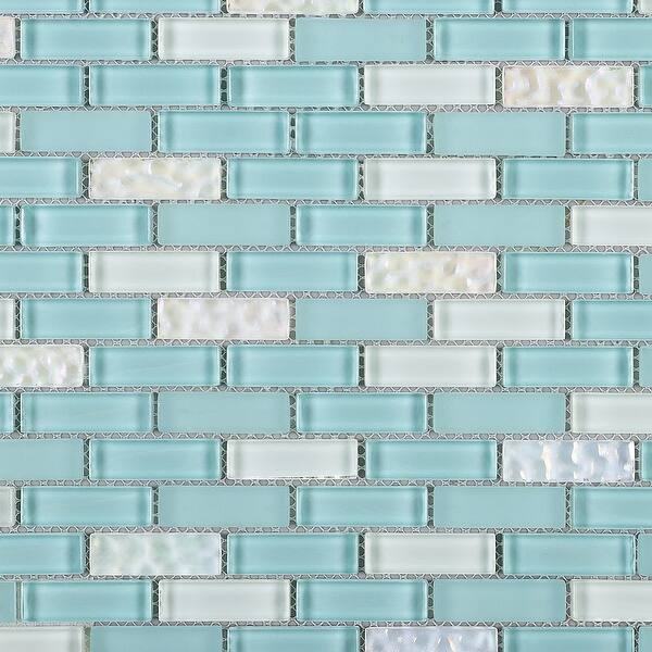 TileGen. Small Brick 1/2" x 2" Glass Tile in Baby Blue Wall Tile (10 ...
