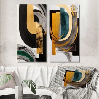 Designart "Modern Green Art Deco" Abstract Transitional Wall Art Set Of ...