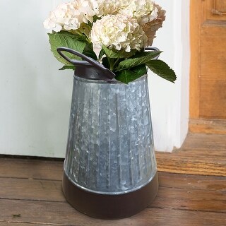 Decorative Corrugated Pail with Side Handles and Tapered Top, Gray and ...
