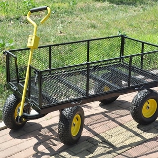 5 cu. ft. Metal Black Yellow Big Wagon Cart Garden Cart Trucks - Bed ...