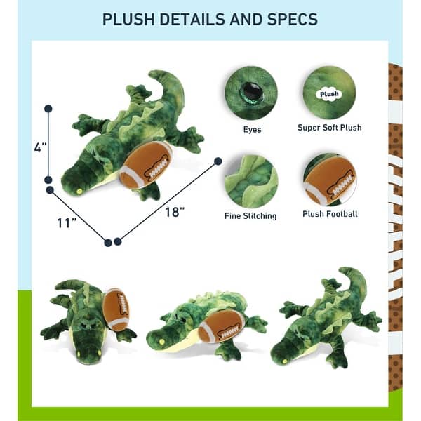 DolliBu Soft Huggable Gator Stuffed Animal with Football Plush Toy - 18 ...