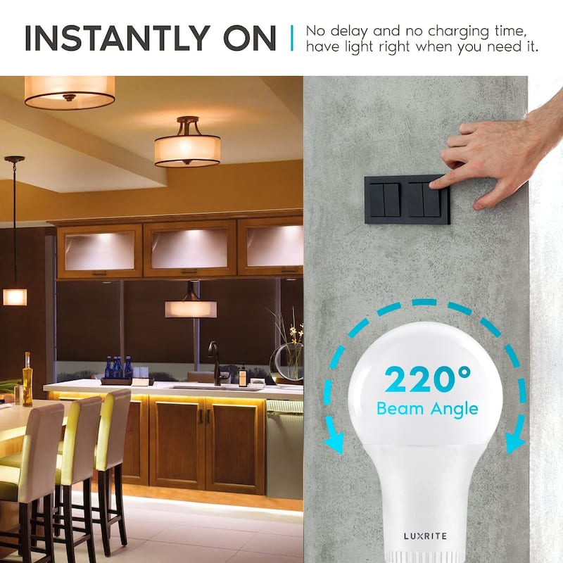 Luxrite A19 LED GU24 Light Bulb 60W Equivalent 2700K Enclosed Fixture ...