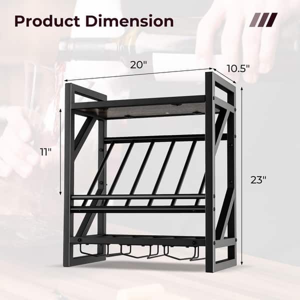 SUGIFT 10 Bottles Wall Mounted Wine Rack with Glass Holder - Bed Bath ...