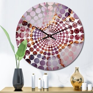 Designart "Pink and gold Marble agate river IV" Gold Abstract Clocks ...