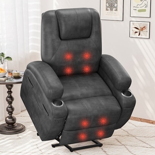 LACOO Power Lift Recliner PU Leather Reclining Chair with Massage - Bed ...