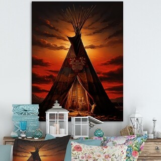 Designart "Orange Native Tipi Embracing Tradition III" Native American ...