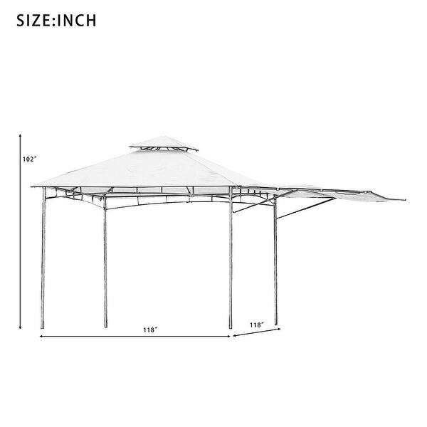Seasonal Shade UV Protection with Extendable Awning Outdoor Gazebo ...