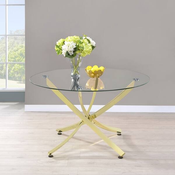 Beckham Brass and Clear Round Dining Table - On Sale - Bed Bath ...