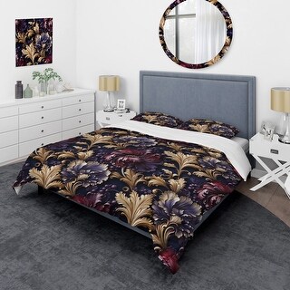 Designart "Royal Purple And Gold Regal Opulence" Gold Cottage Bedding ...