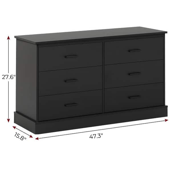 6 Drawer Double Dresser, Wood Storage Tower Clothes Organizer, Wide ...