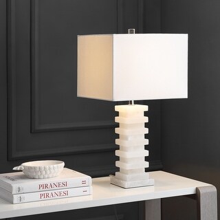 SAFAVIEH Lighting 25-inch Cinder White Table Lamp - 13"x13"x24.5" - Bed ...
