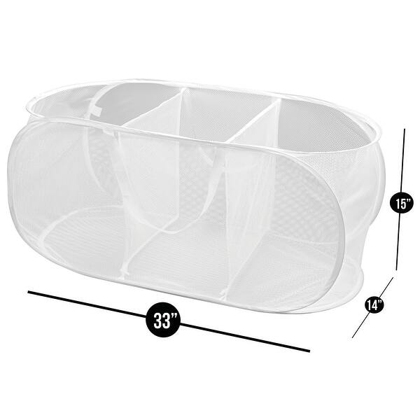 Smart Design Deluxe Mesh Pop Up 3 Compartment Laundry Sorter Hamper ...