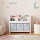 Kids Bookshelf with 3 Tier Front-Facing Storage and 3 Fabric Bins - Bed ...