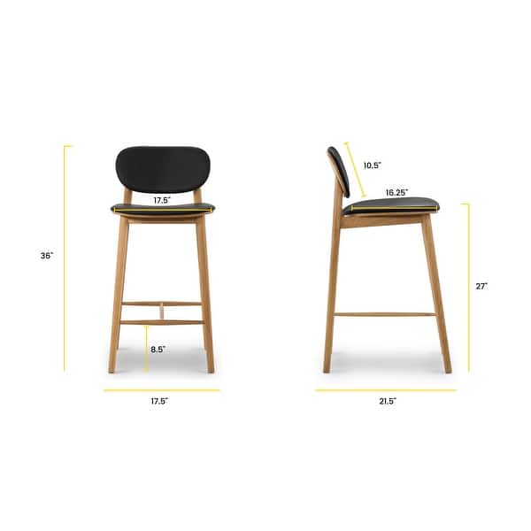 Poly and Bark Bonato Leather Counter Stool - Solid Wood Frame - Bed ...
