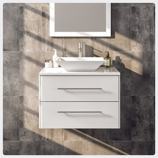 Totti Wave 24 inch White Modern Bathroom Vanity with White Glassos ...