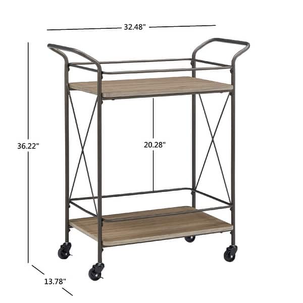 Duran Bronze Finish Metal X-Frame Bar Cart with Walnut Wood Shelf by ...
