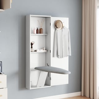 Moasis 47.2 Inch Wall Recessed Ironing Board Cabinet with 4 Storage ...