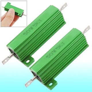 2 x Chassis Mounted 50W 5K Ohm Aluminum Case Wirewound Resistors Green ...