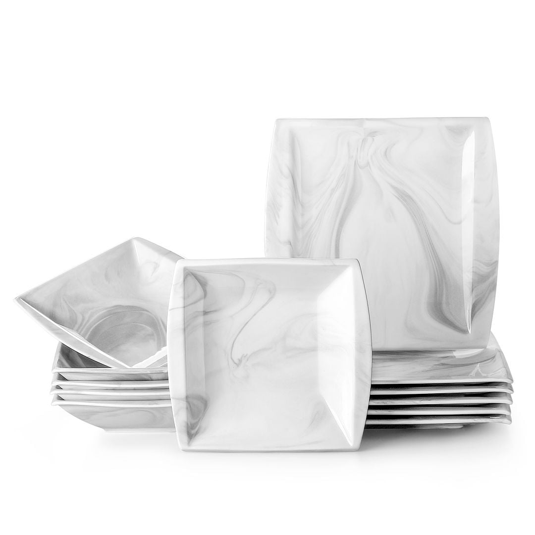 MALACASA Blance 30-Piece Square Dinnerware Set (Service for 6) - Bed ...