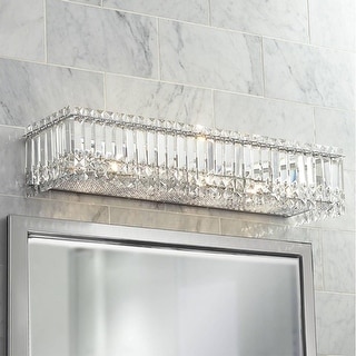 Crystal Columns Modern Wall Light Chrome Hardwired 4-Light Fixture - 30 ...