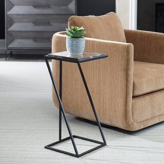 Silver Orchid Black Metal with Cast Glass Top Accent Table - Bed Bath ...