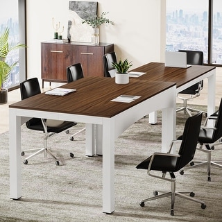 8FT Wood/ Metal Extendable Conference Table for Office Meeting Room ...