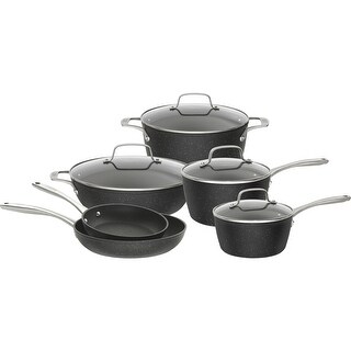 Textured Nonstick 10 Piece Cookware Set, Black, - Bed Bath & Beyond ...