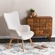 Napster Fuzzy Plush Upholstery Wingback Arm Chair with Solid Wood Legs ...