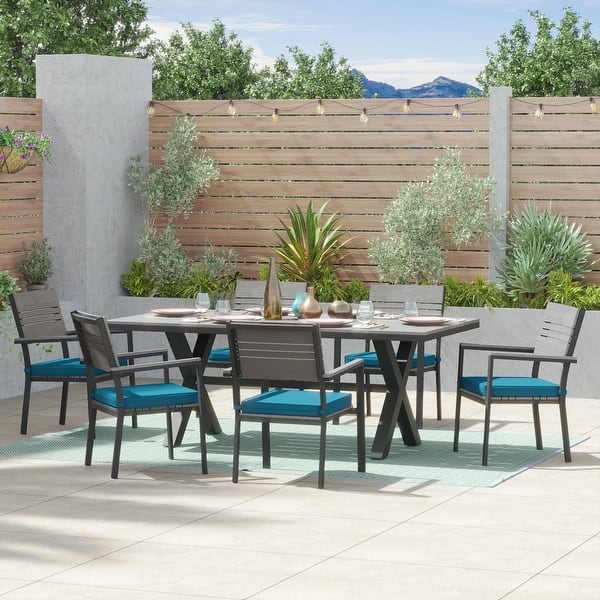 Corvus Orville 7-piece Aluminum Outdoor Dining Set with WPC Table Top ...