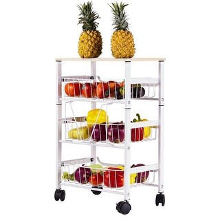 Rolling Spice Rack, Metal Kitchen Storage Cart W/ Pull-out Basket - Bed ...