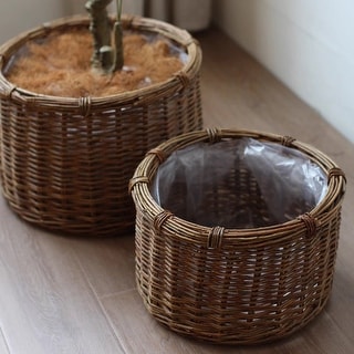 RusticReach Rustic Round Wicker Planter with Liner - Bed Bath & Beyond ...